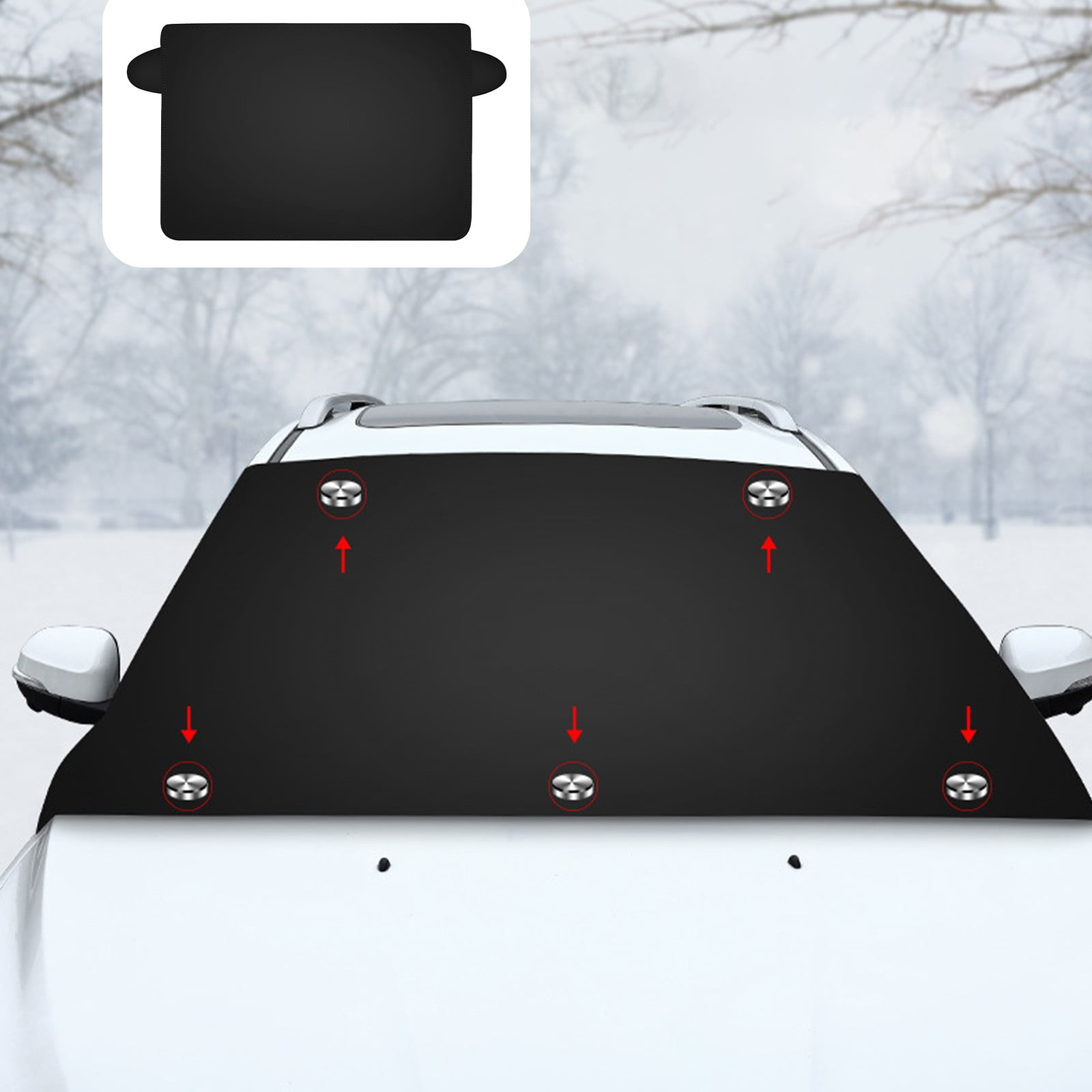 Magnetic Car Windshield Sunshade with Bonus Steering Wheel Sun Shade ...