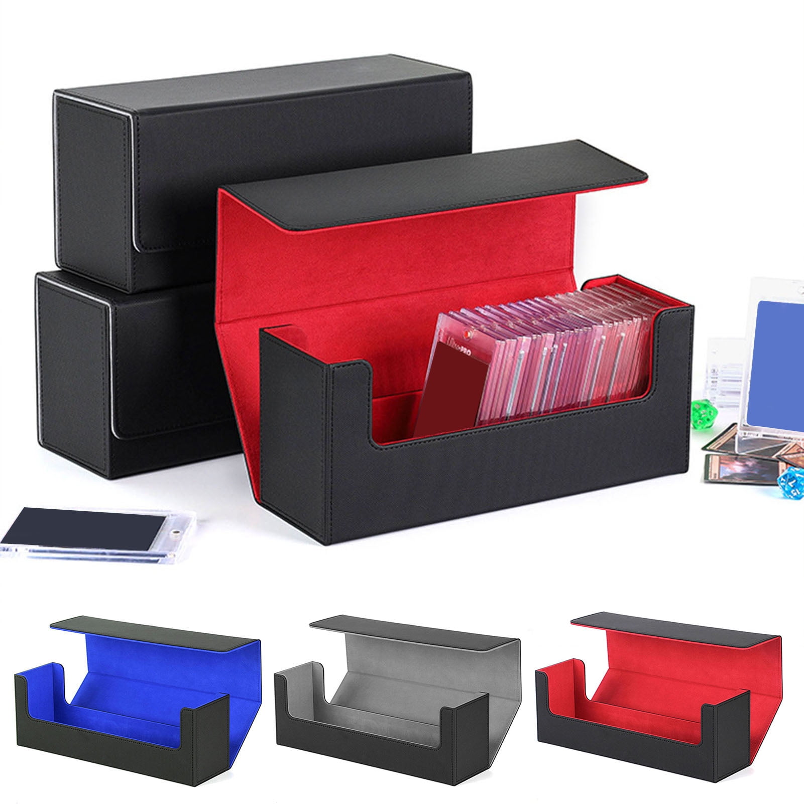 Magnetic Card Deck Case Multifunction Faux Leather TCG Trading Game ...