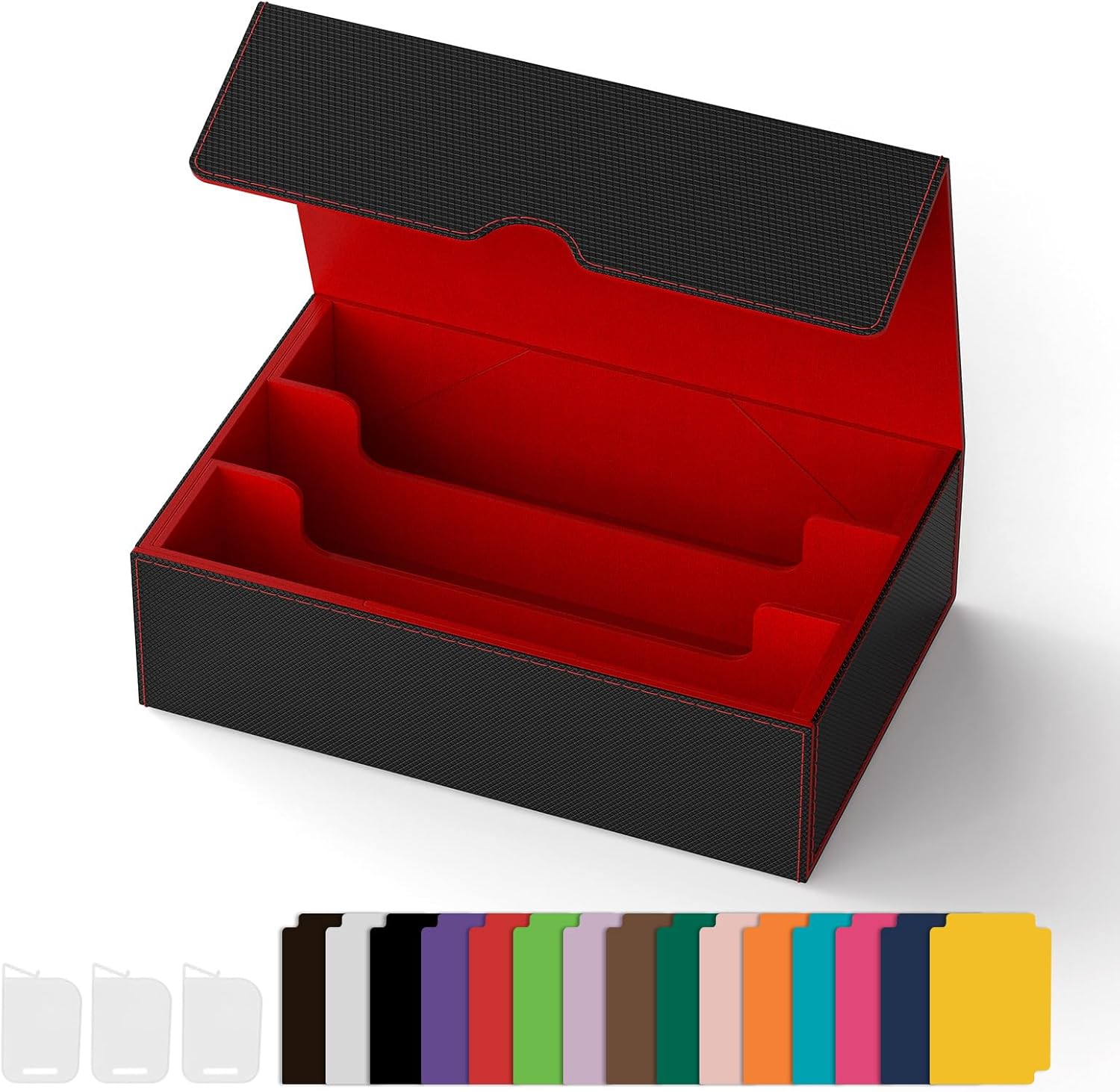 Magnetic Card Deck Case for 1800+ Sleeved Cards, 15 Dividers & 3 ...