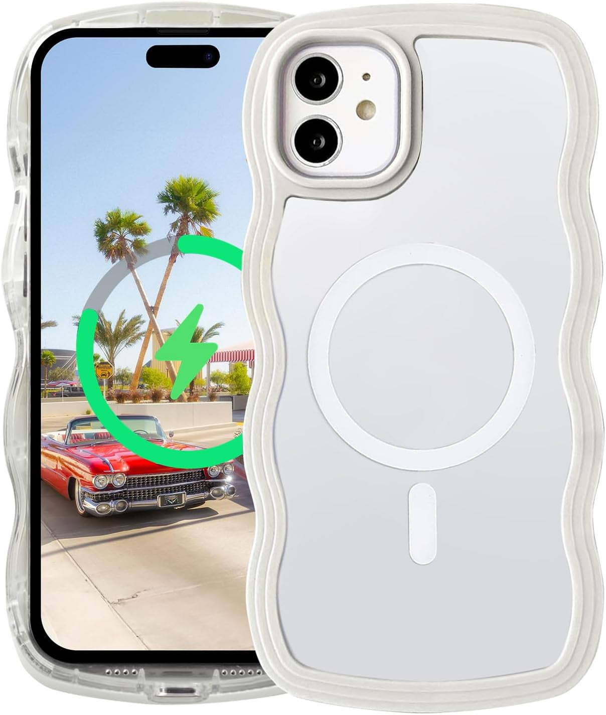 Magnetic Case Candy Wave Frame Case for iPhone 11 6.1 inch, Cute Curvy ...