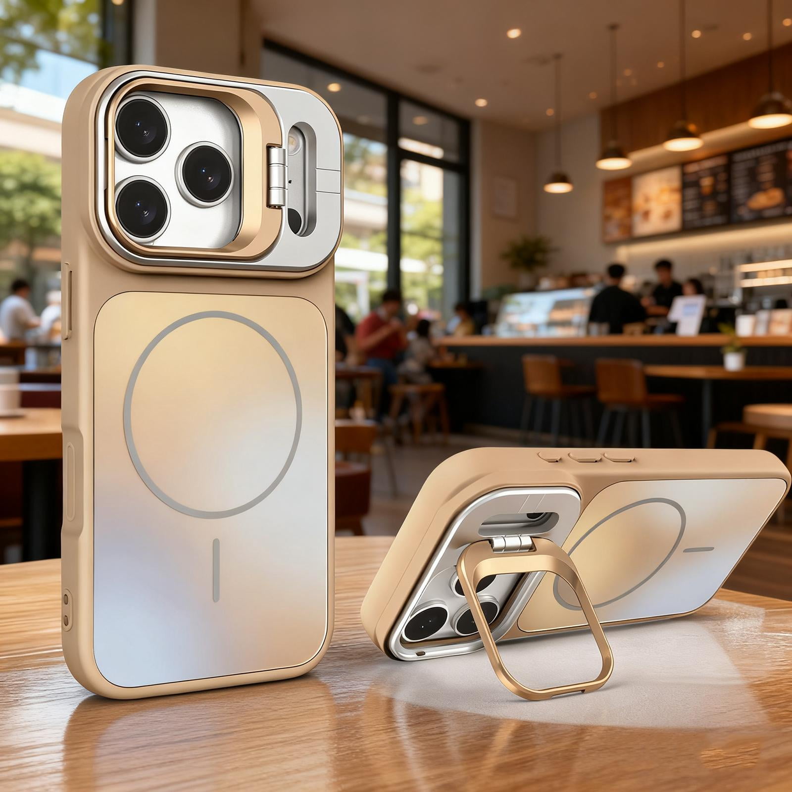 Magnetic Case Compatible for iPhone 15 Pro, [Invisible Lens Kickstand ...