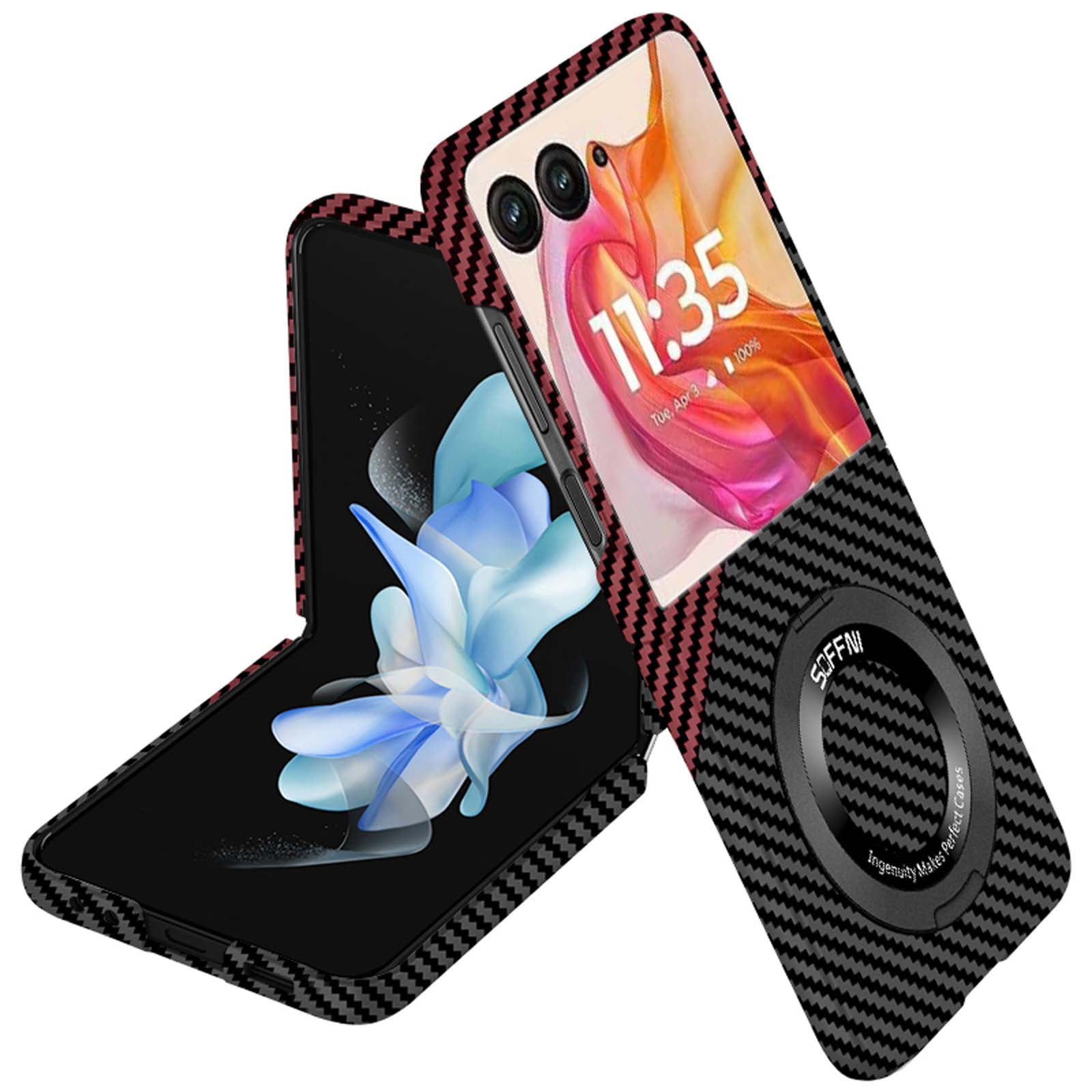 Magnetic Case for Motorola Razr 2024 Case Carbon Fiber,Ring Holder ...