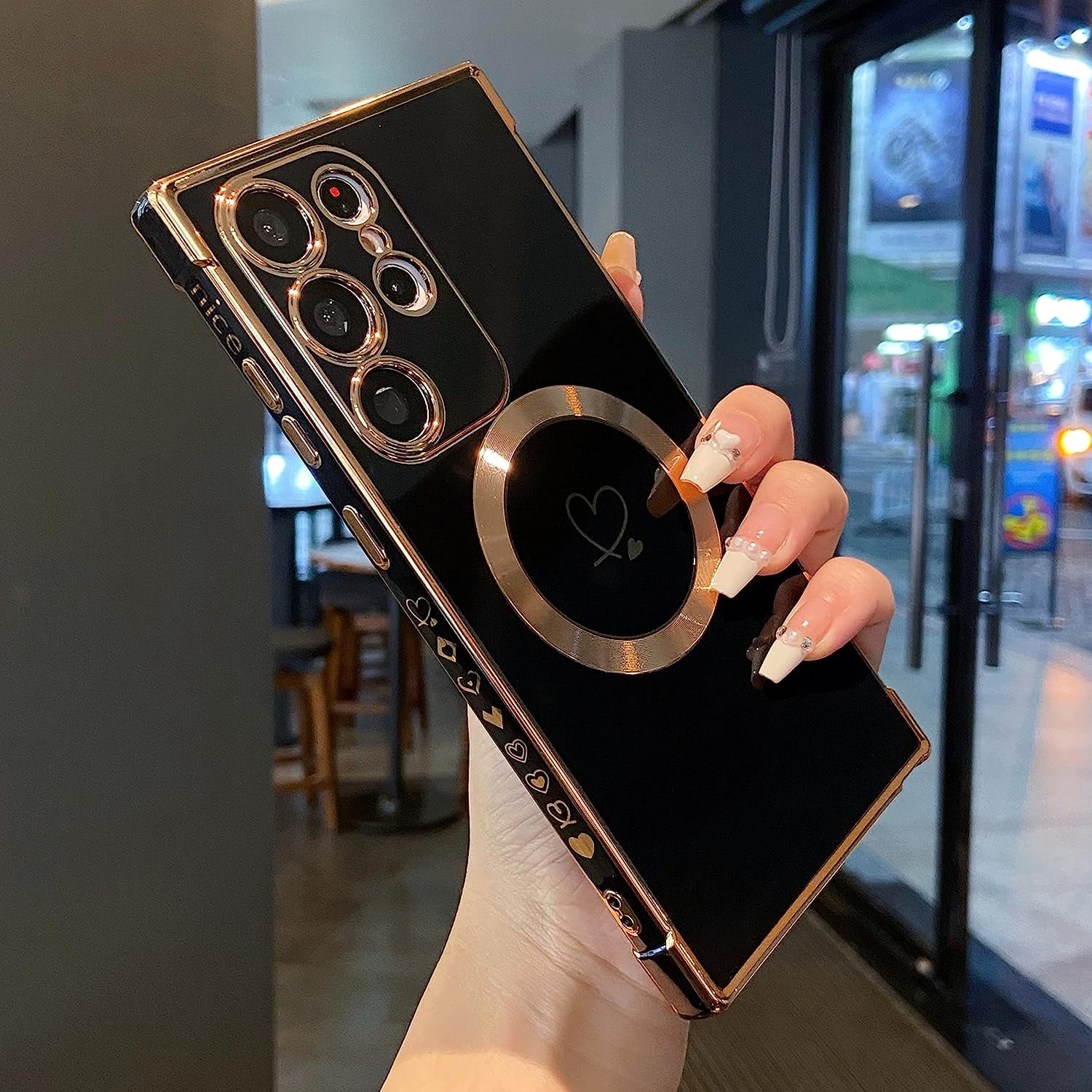 Magnetic Case for Samsung Galaxy S23 Ultra 5G Case[Compatible with MagSafe] Cute Plating Love ...