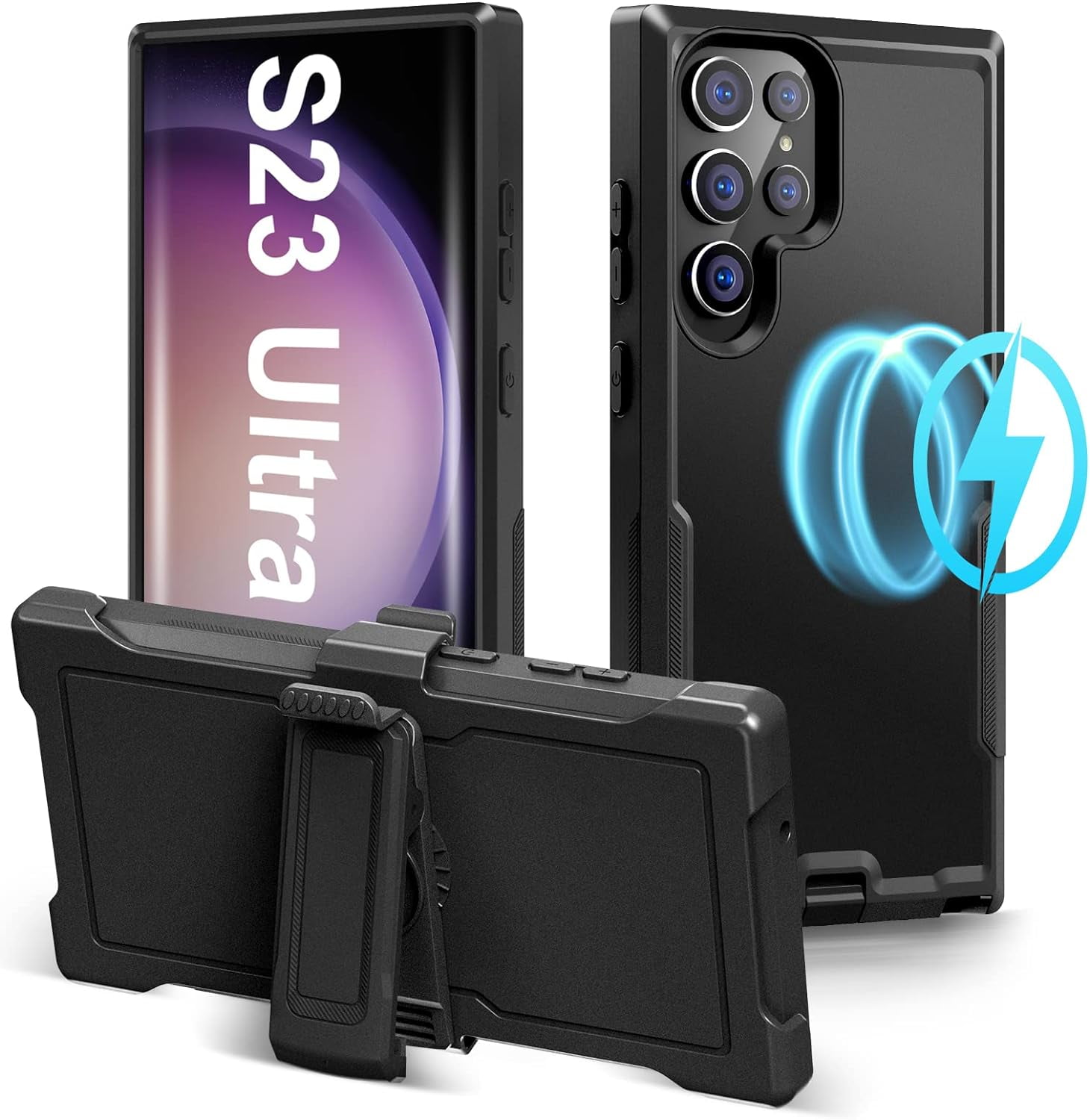 Magnetic Case for Samsung Galaxy S23 Ultra Case with Kickstand Belt ...