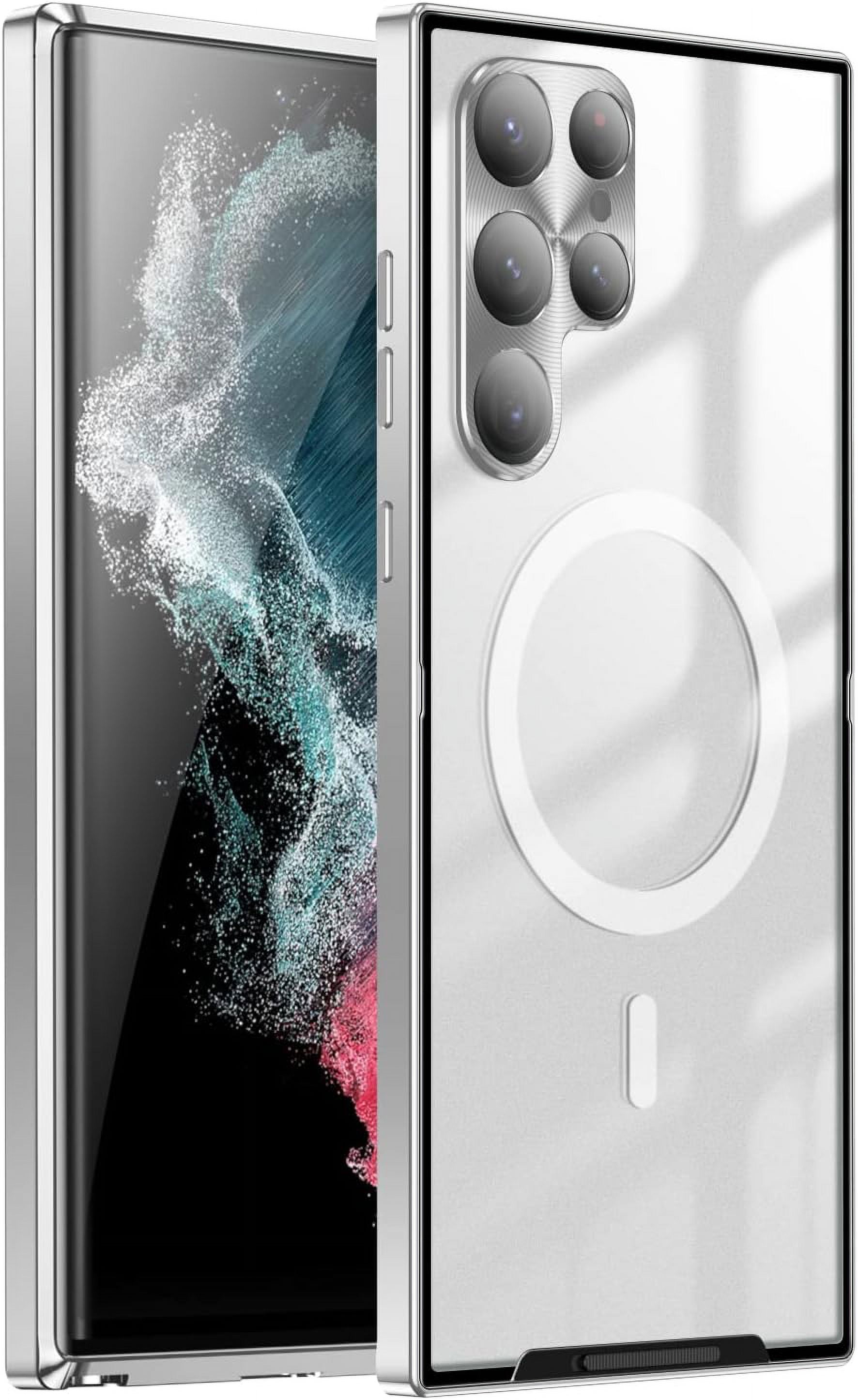 Magnetic Case for Samsung Galaxy S24 Ultra Compatible with Magsafe Metal Bumper Frame Magnetic ...