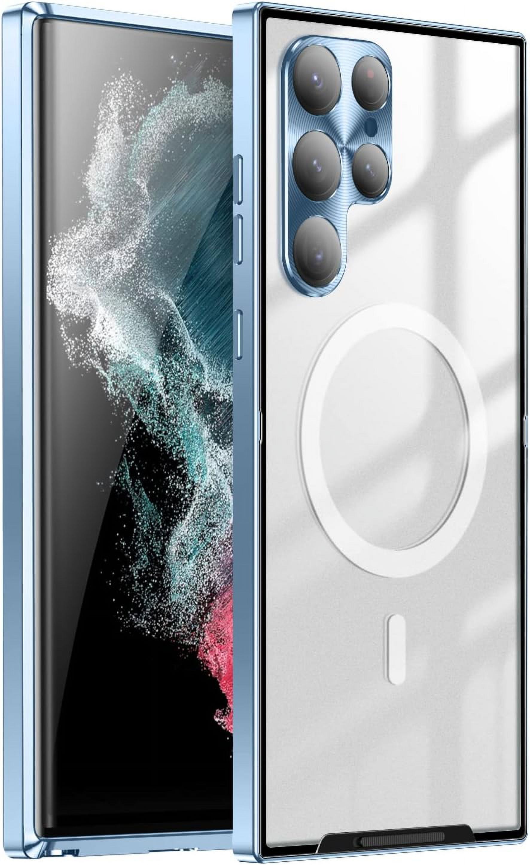 Magnetic Case for Samsung Galaxy S24 Ultra Compatible with Magsafe Metal Bumper Frame Magnetic ...