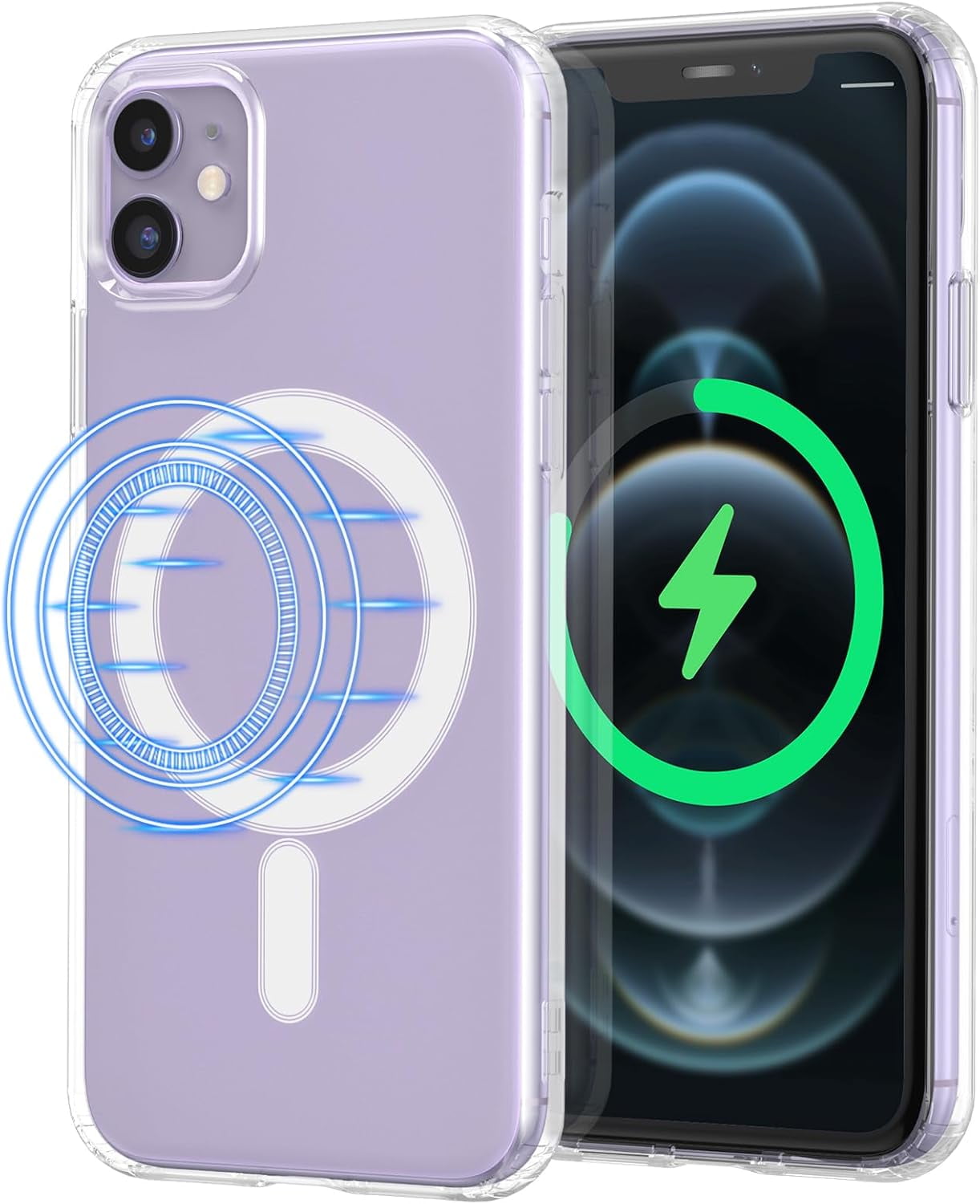 Magnetic Case for iPhone 11 6.1 inch, Wireless Charging Clear Case Non ...