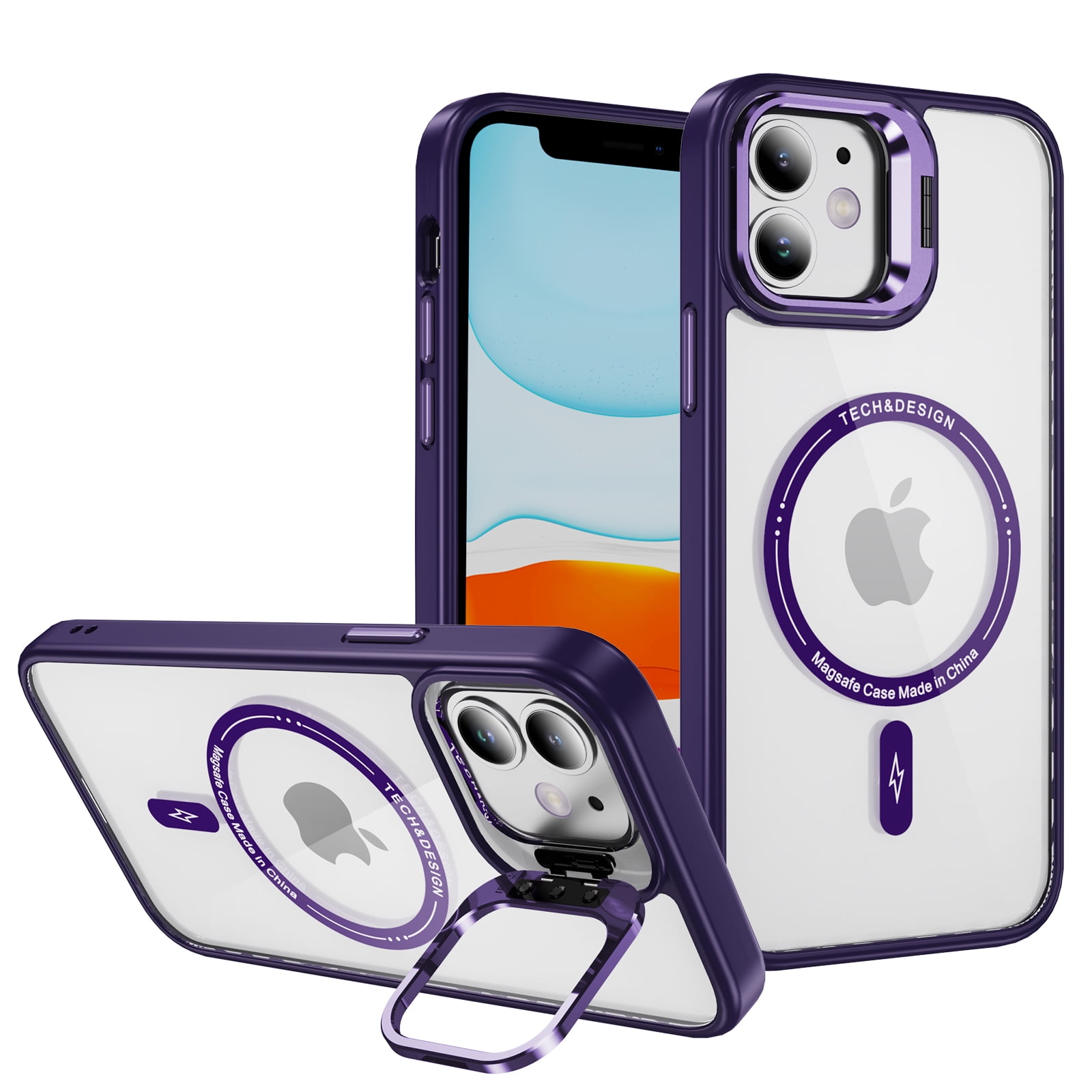 Magnetic Case for iPhone 11 with Lens Stand Anti-Yellowing Crystal ...