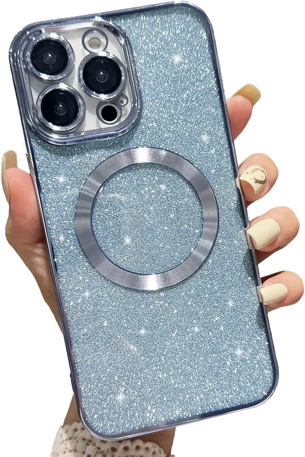 Magnetic Case for iPhone 13 Pro Glitter Case, Luxury Plating Cute Bling ...