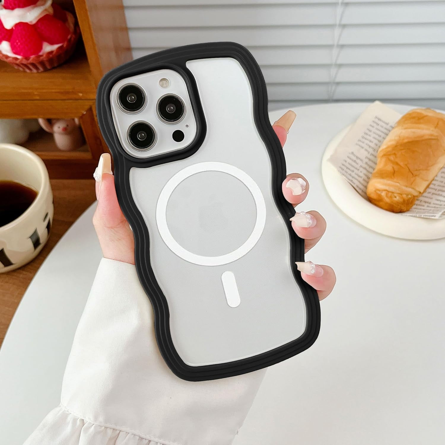 Magnetic Case for iPhone 13 Pro Max Case, Wavy Aesthetic Curly Wave ...