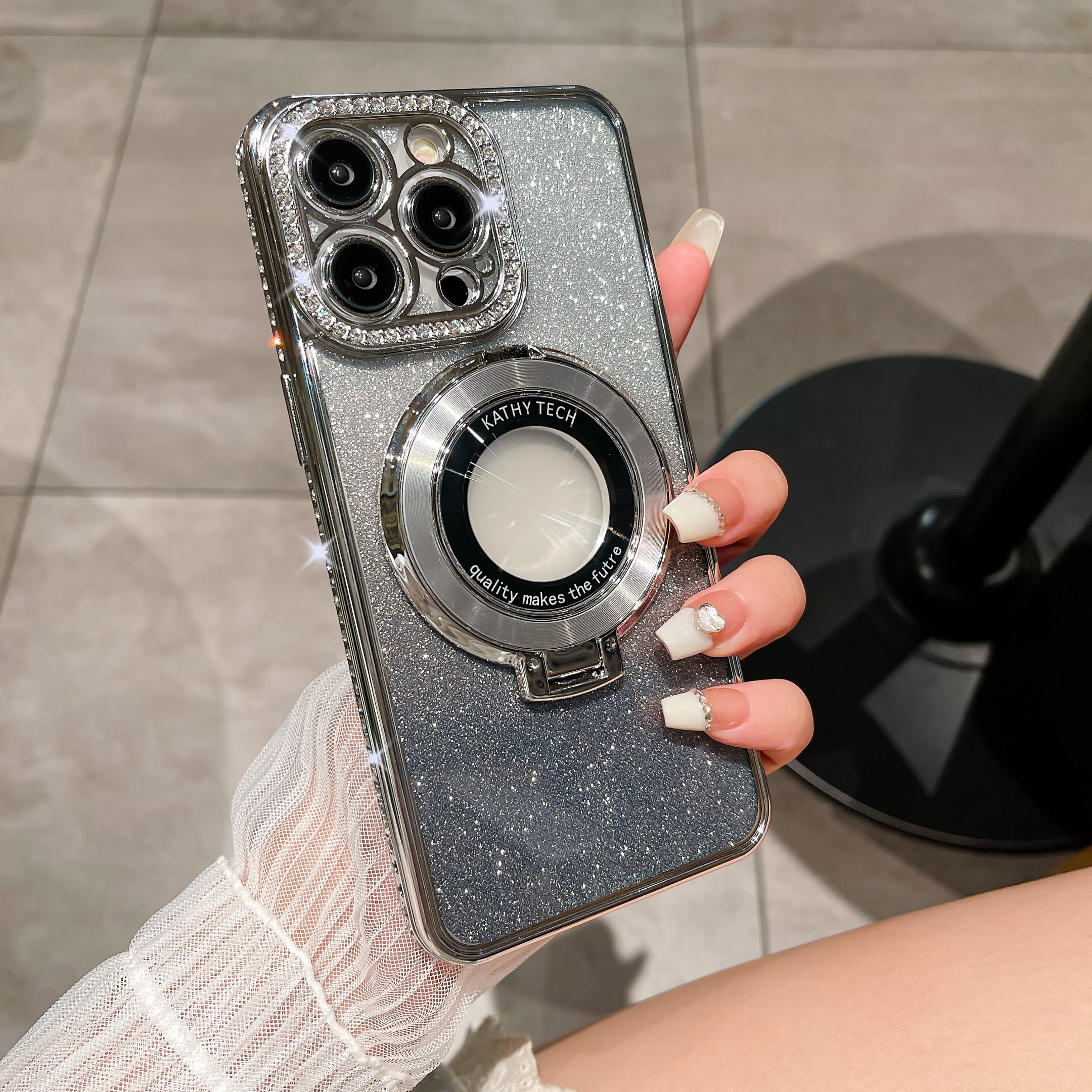 Magnetic Case for iPhone 13 Pro Max with Holder Stand, Rhinestone ...