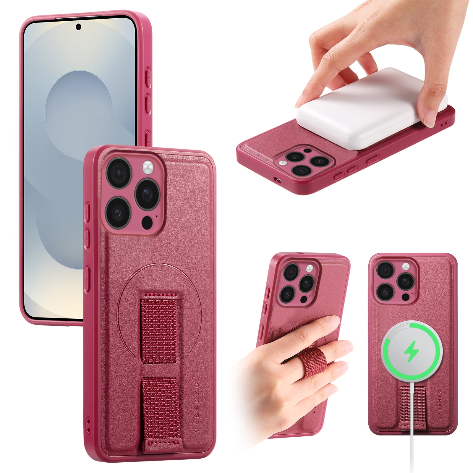 Magnetic Case for iPhone 13 Pro Max with [Wristband Strap] [Compatible with Mag-Safe] Camera ...