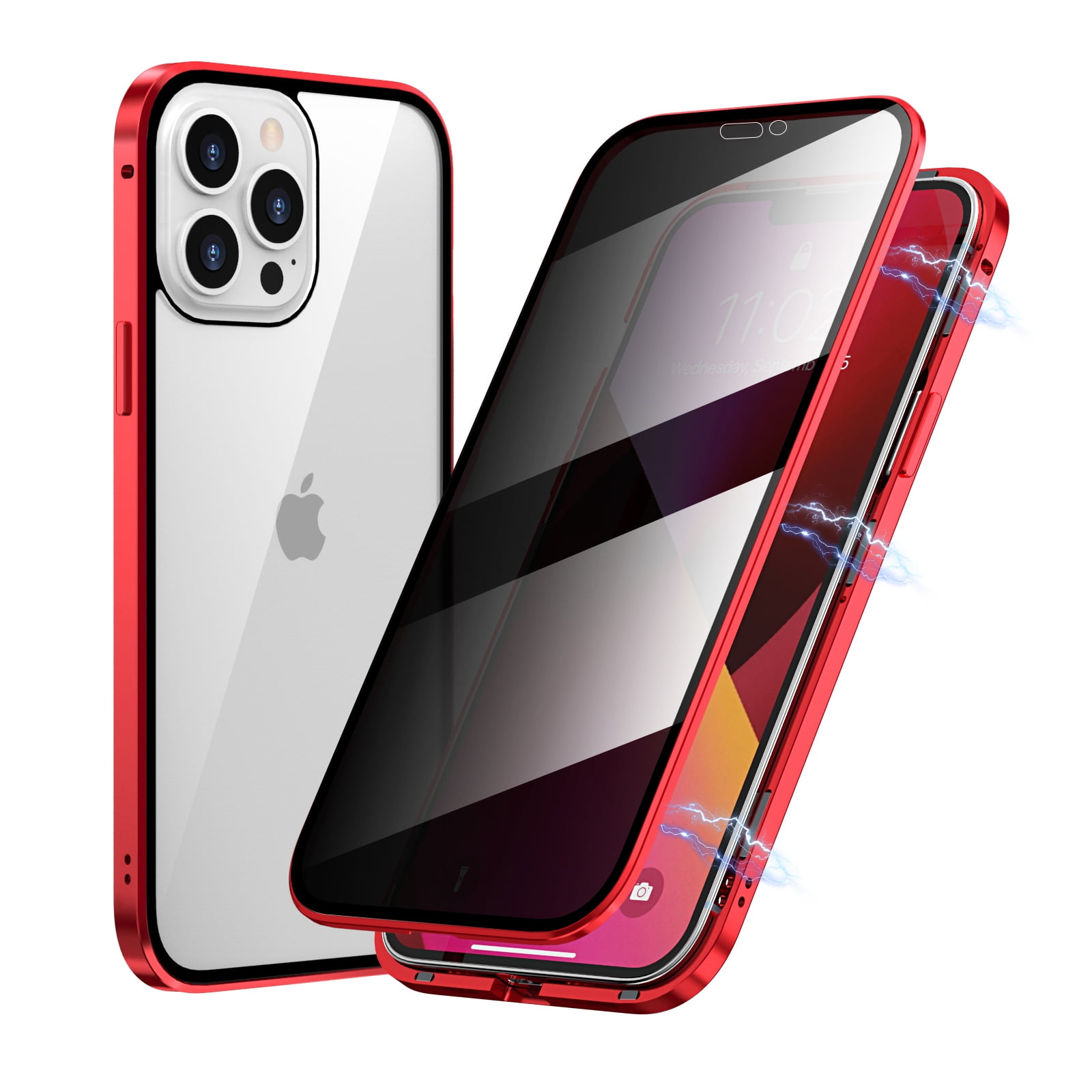 Magnetic Case for iPhone 14 Pro Max with Double Sided Privacy Tempered ...