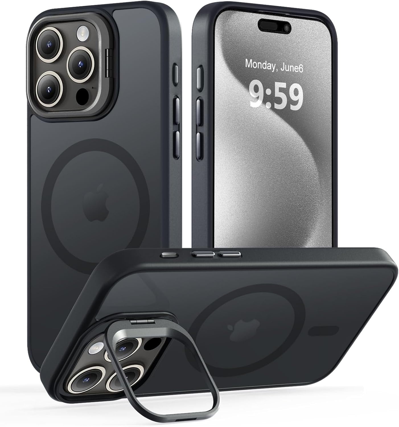 Magnetic Case for iPhone 15 Pro with Kicstand, Compatible with Magsafe ...