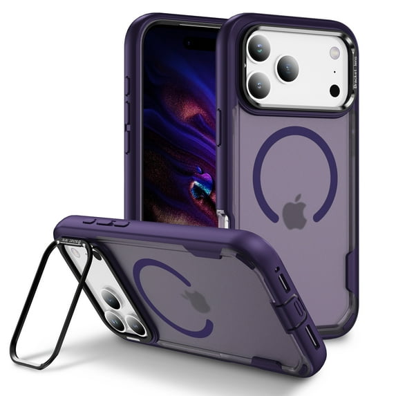 Magnetic Case for iPhone 17 Pro with Kickstand, Compatible with Magsafe, Built-in Camera Stash ...