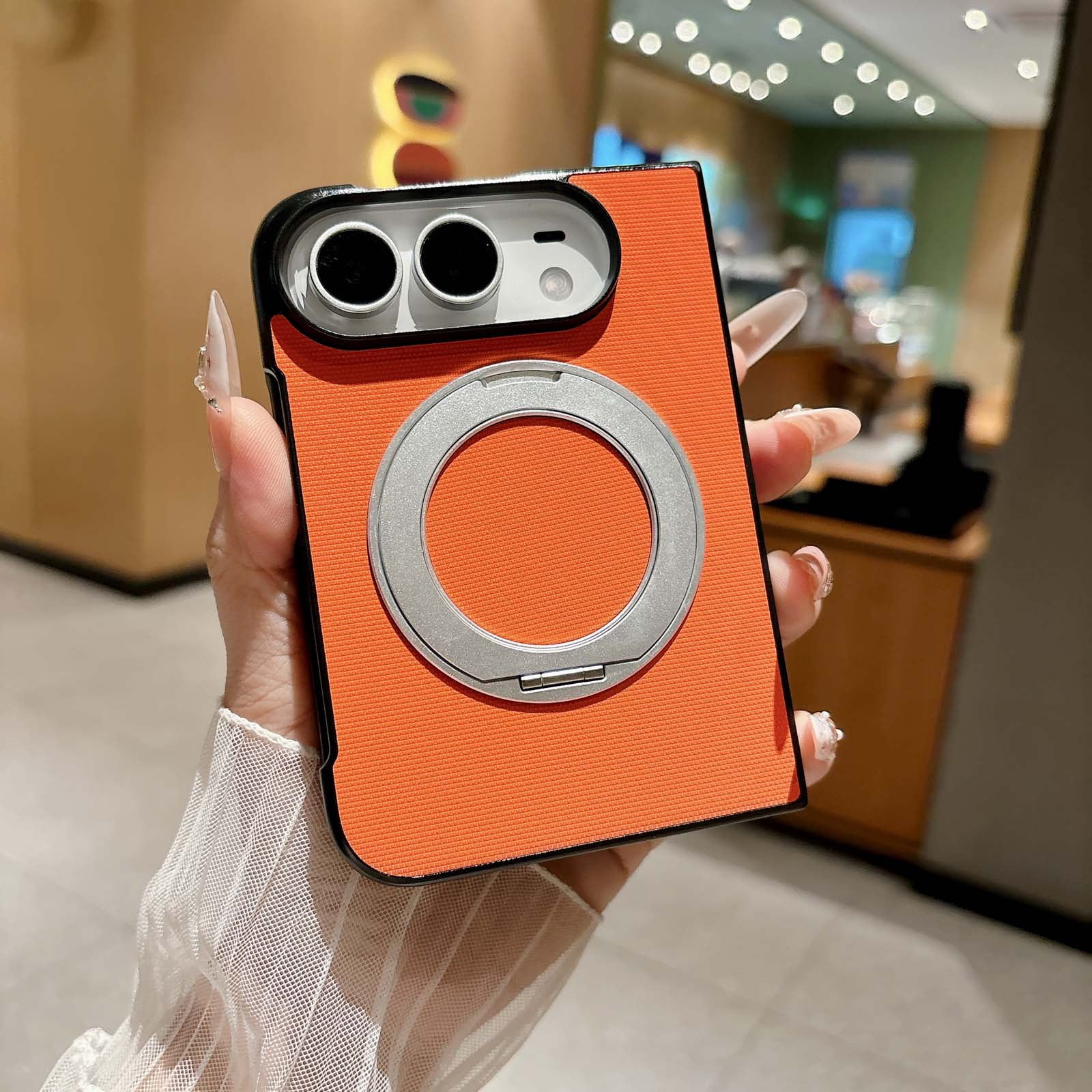 Magnetic Case for iPhone Duo, Fabric Texture Back + Hard PC Frame Ring ...