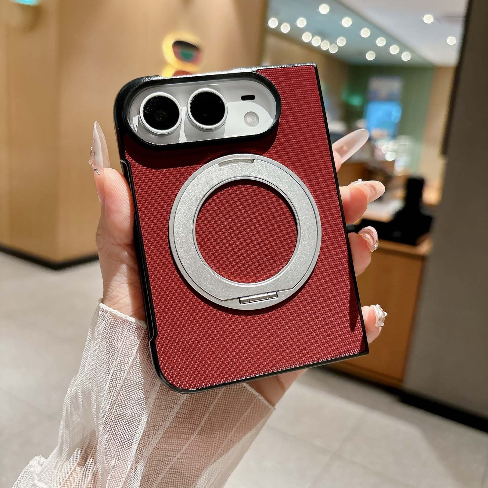 Magnetic Case for iPhone Duo, Fabric Texture Back + Hard PC Frame Ring ...