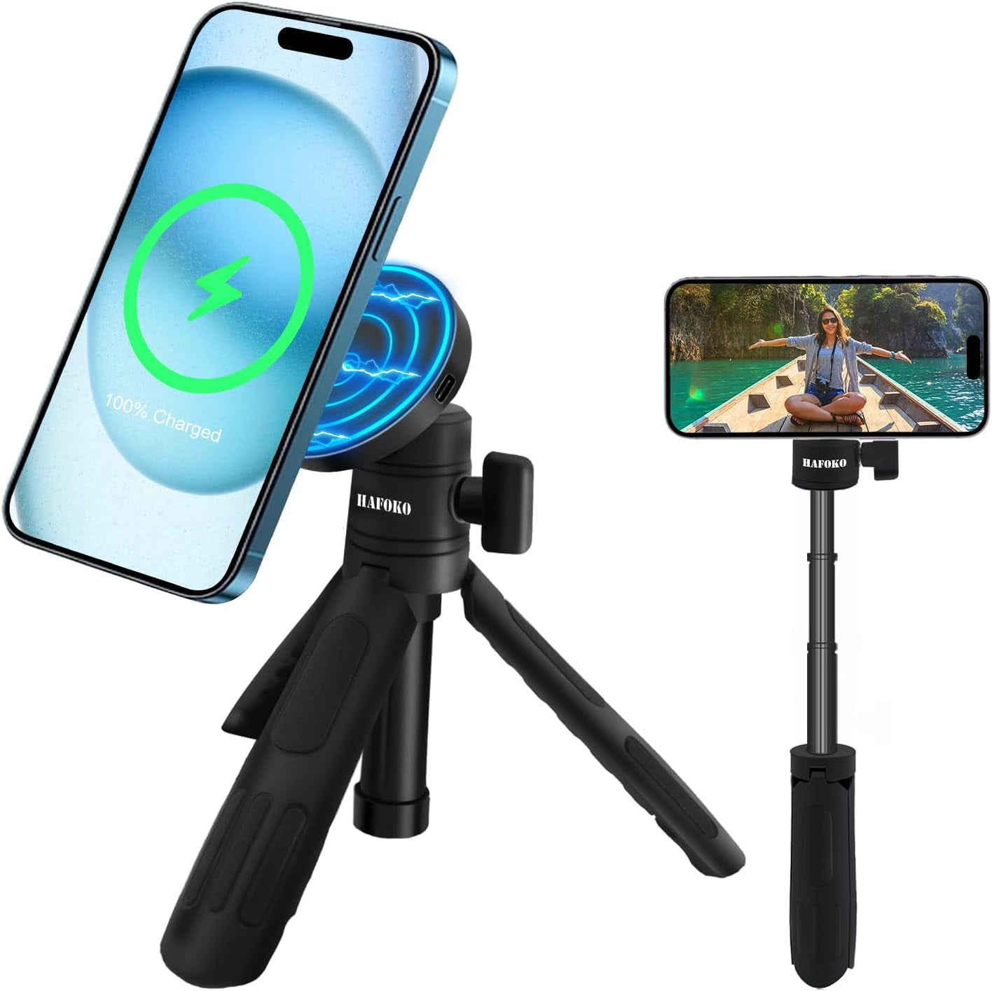 Magnetic Cell Phone Selfie Stick Tripod with 1/4" Magnetic Wireless ...