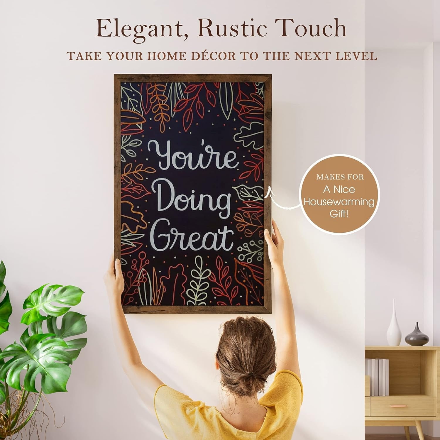 Magnetic Chalkboard & Magnet Board - 24" x 36" Rustic Wood Frame - Easy ...