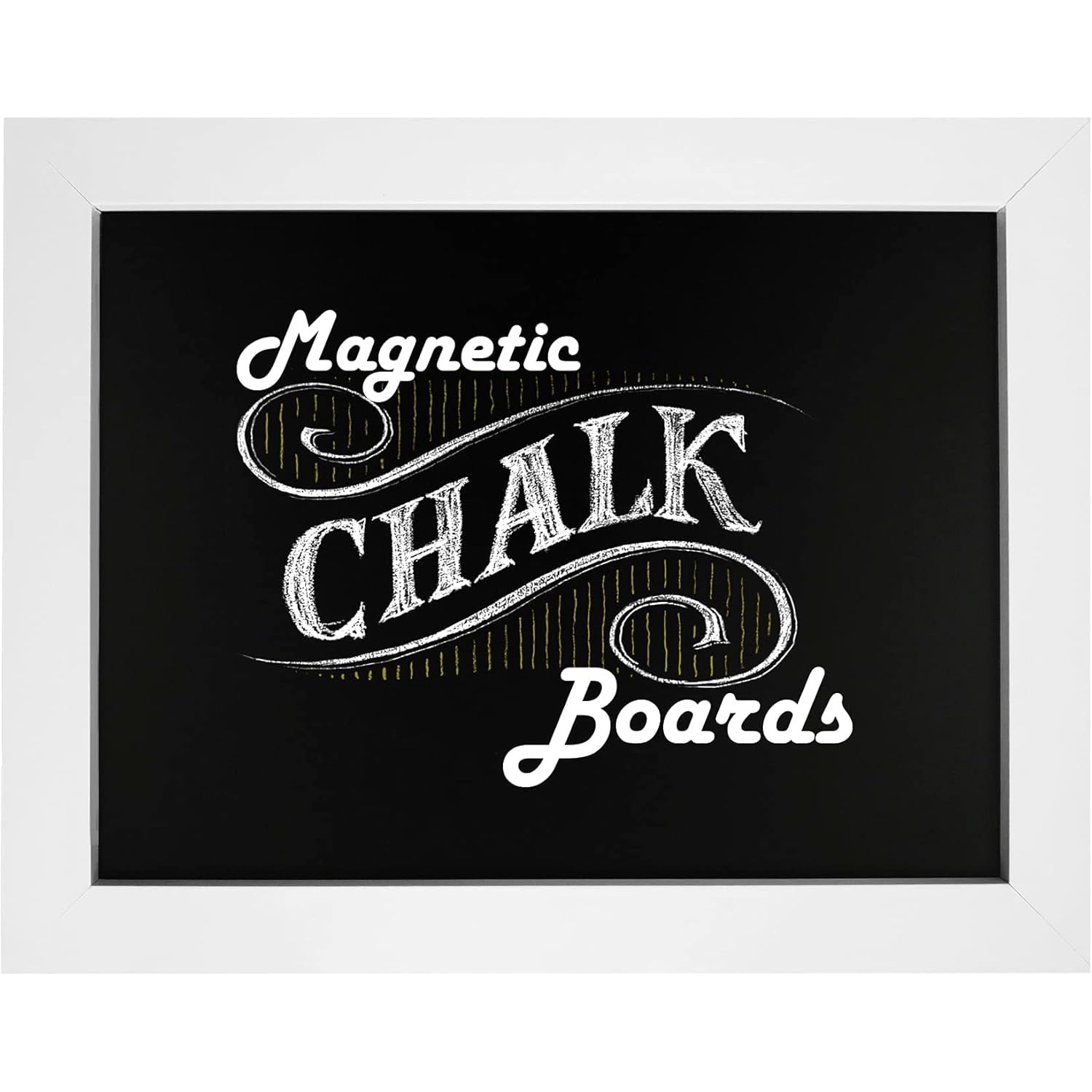 Magnetic Chalkboard Sign - 11" x 14" White Frame - Magnetic Wall Board ...