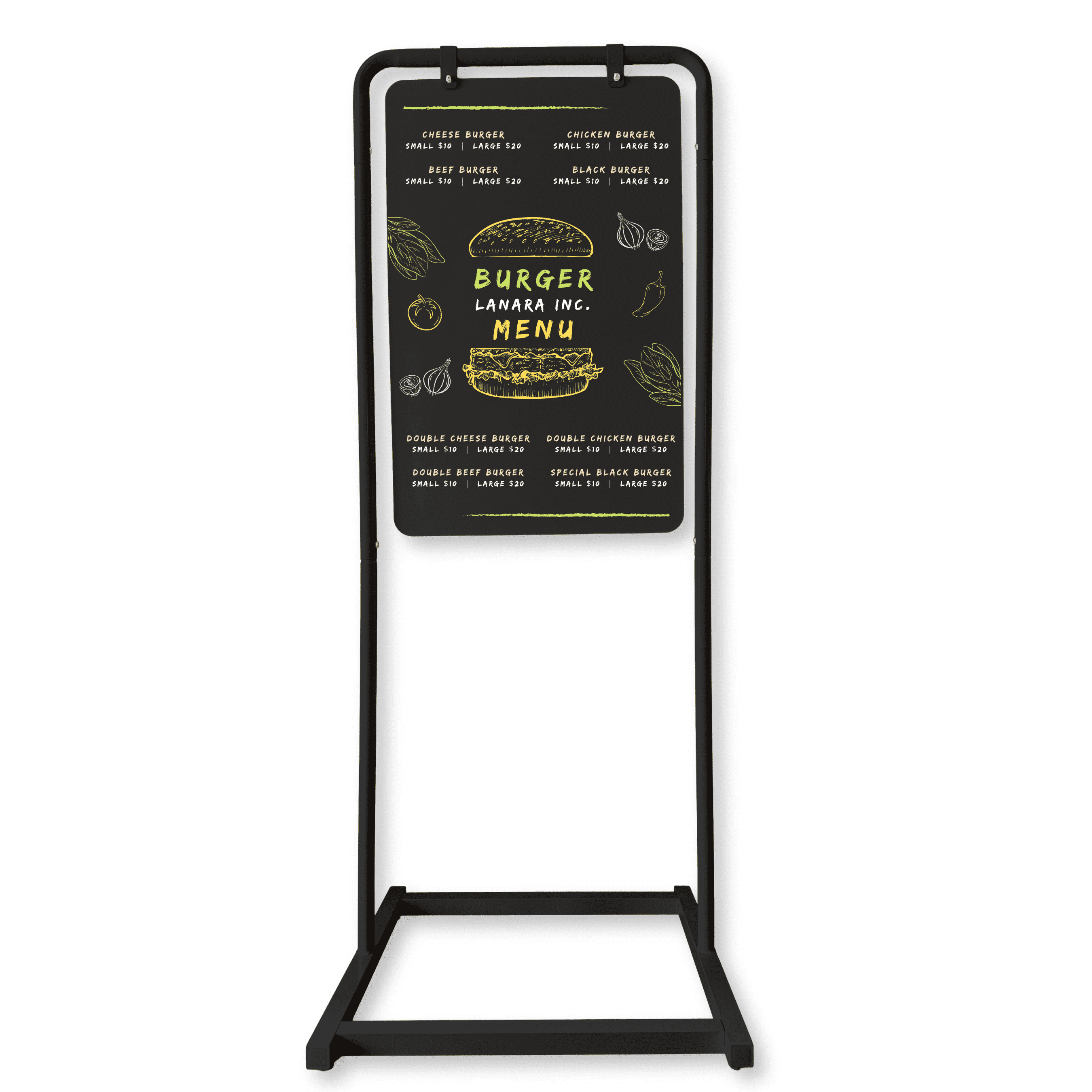 Magnetic Chalkboard Swing Sign: Double Sided Metal Display (22Wx56H ...