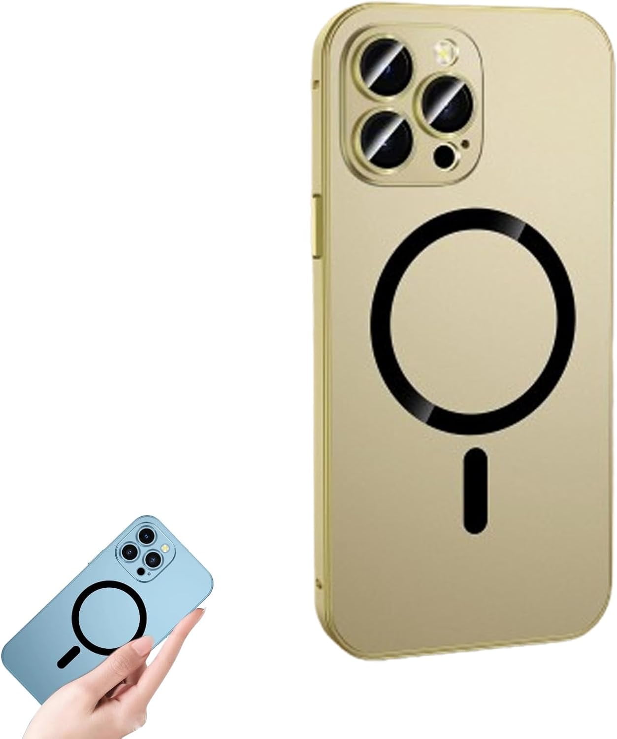 Magnetic Charging Aluminum Metal Bumper Matte Shell for iPhone 16 15 14 ...