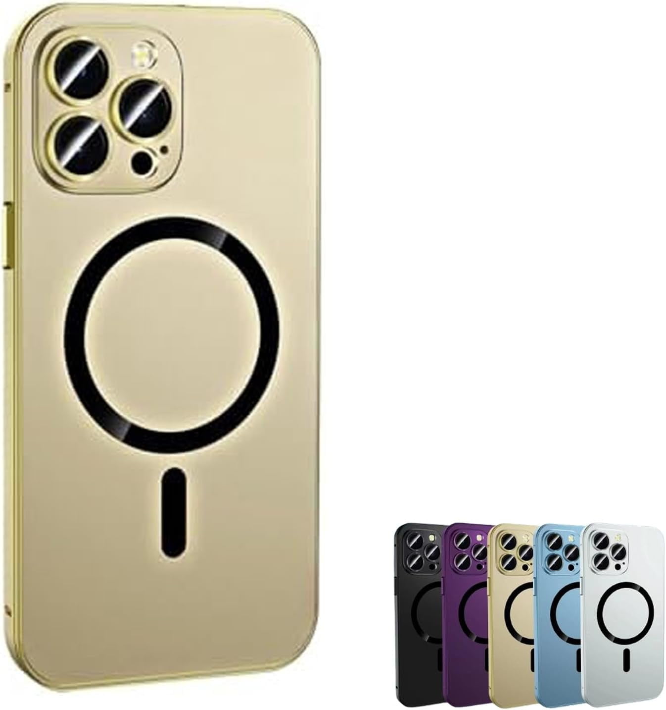 Magnetic Charging Aluminum Metal Bumper Matte Shell for iPhone 16/15/14 ...