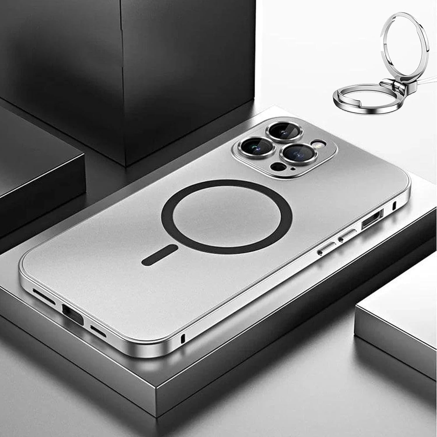 Magnetic Charging Aluminum Metal Bumper Matte Shell for iPhone, Fully ...