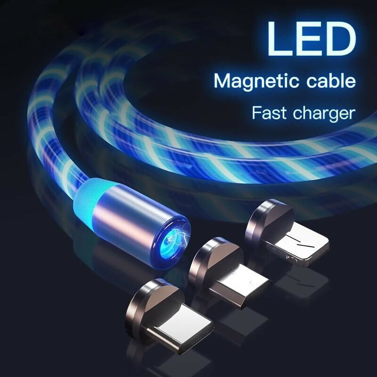 Magnetic Charging Cable, LED Glowing Magnetic USB C Charger Cable,Micro ...