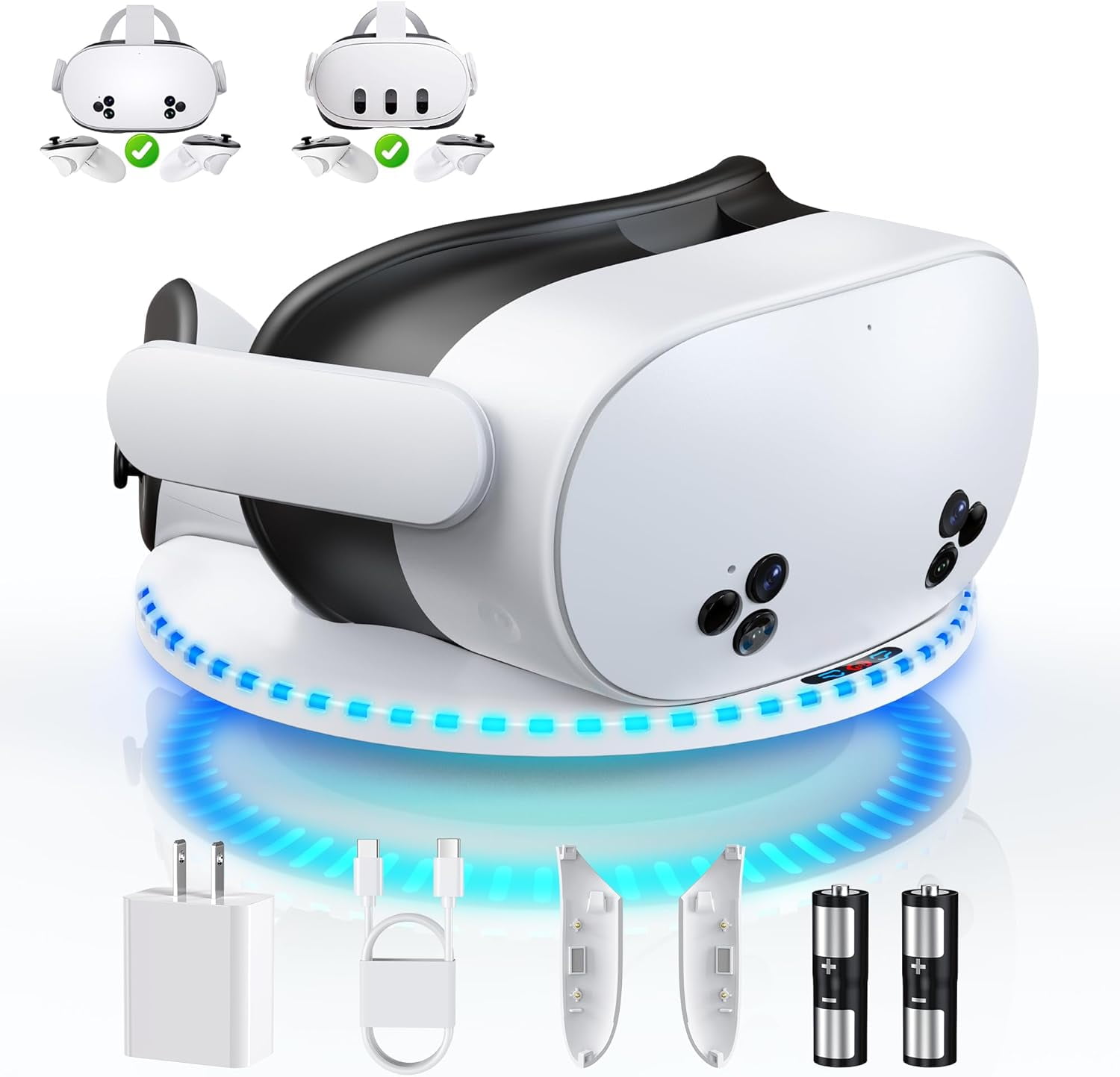 Magnetic Charging Dock for Meta Quest 3/Quest 3S, RGB Fast Charging Station for Oculus Quest 3S ...
