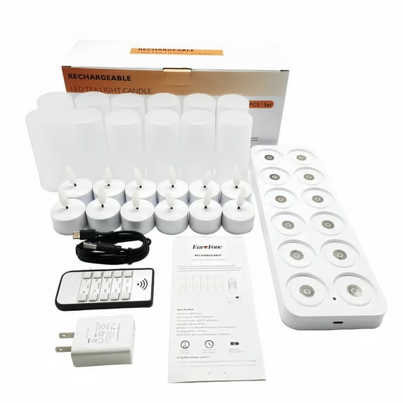 Magnetic Charging Votive Candles Tea Light Remote Controlled w/Timer ...