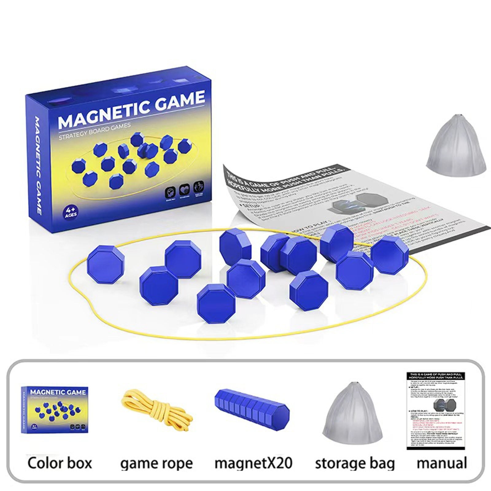 Magnetic Chess Game with Full-Size Stones, Magnet Game with String, for ...