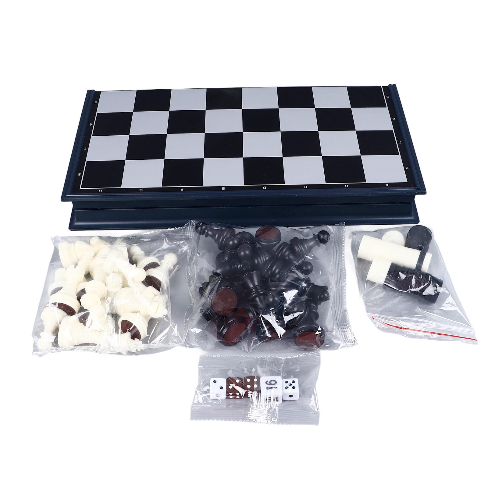 Magnetic Chess Set 3 in 1 Portable Foldable Plastic Checkers Chess ...