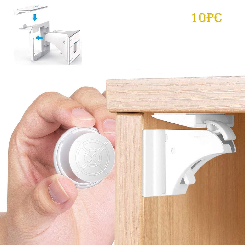 Magnetic Child Safety Cabinet Lock 10 Locks 2 Keys Invisible Drawer ...