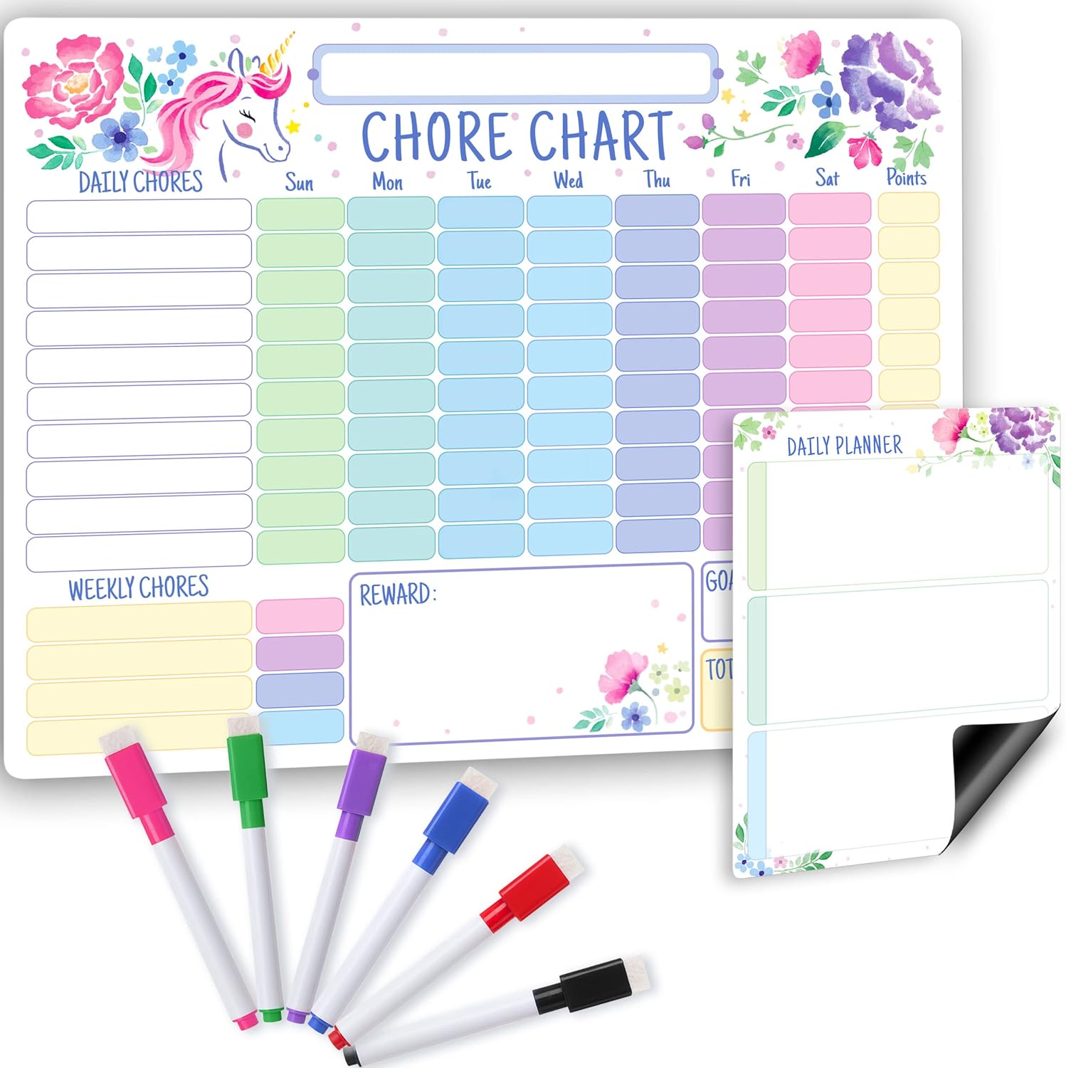 Magnetic Chore Chart (11.5x15") - Dry Erase Chore Chart For Kids ...