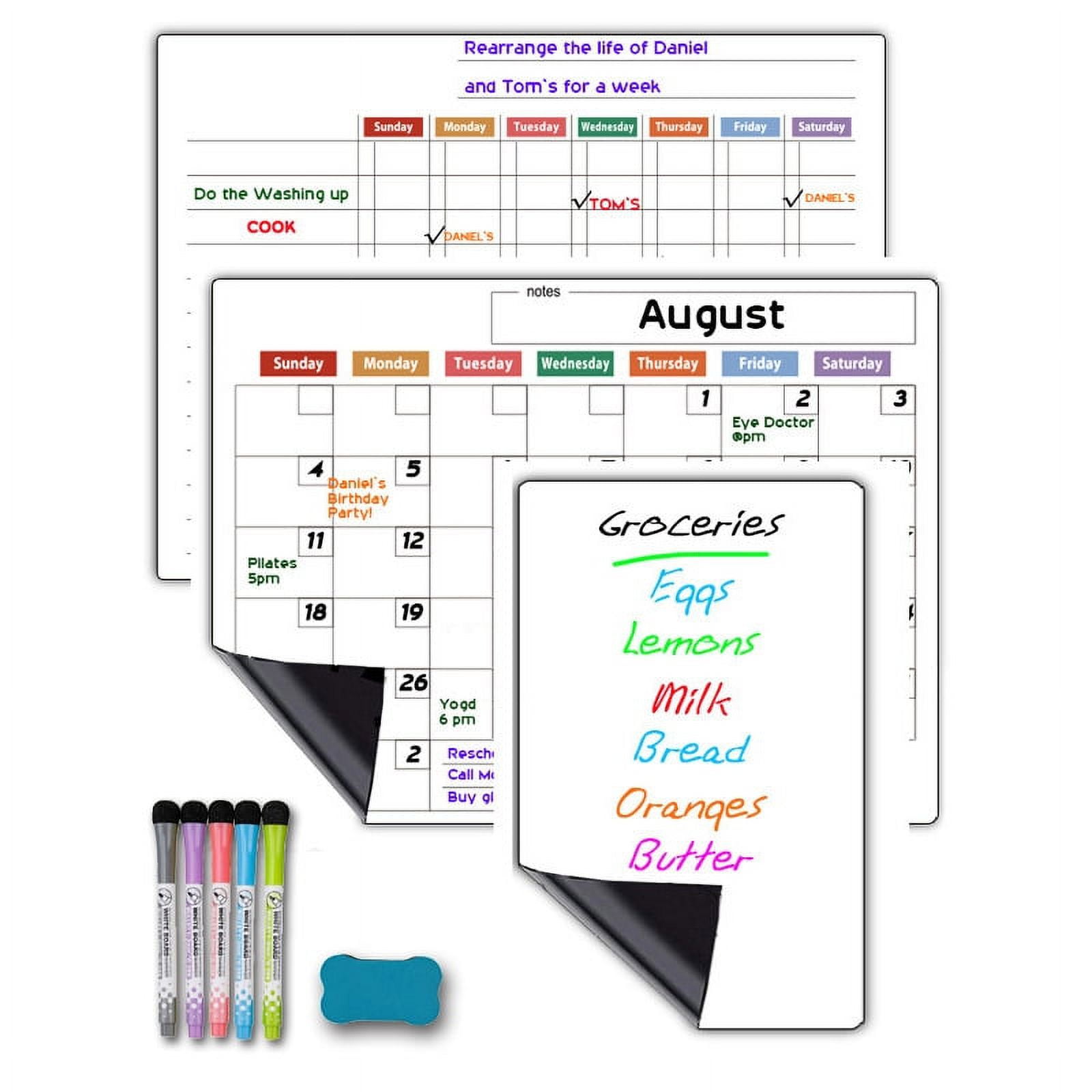 Magnetic Chore Chart Dry Erase Whiteboard Set - Pocket Charts for Multiple Kids, Teens & Adults ...