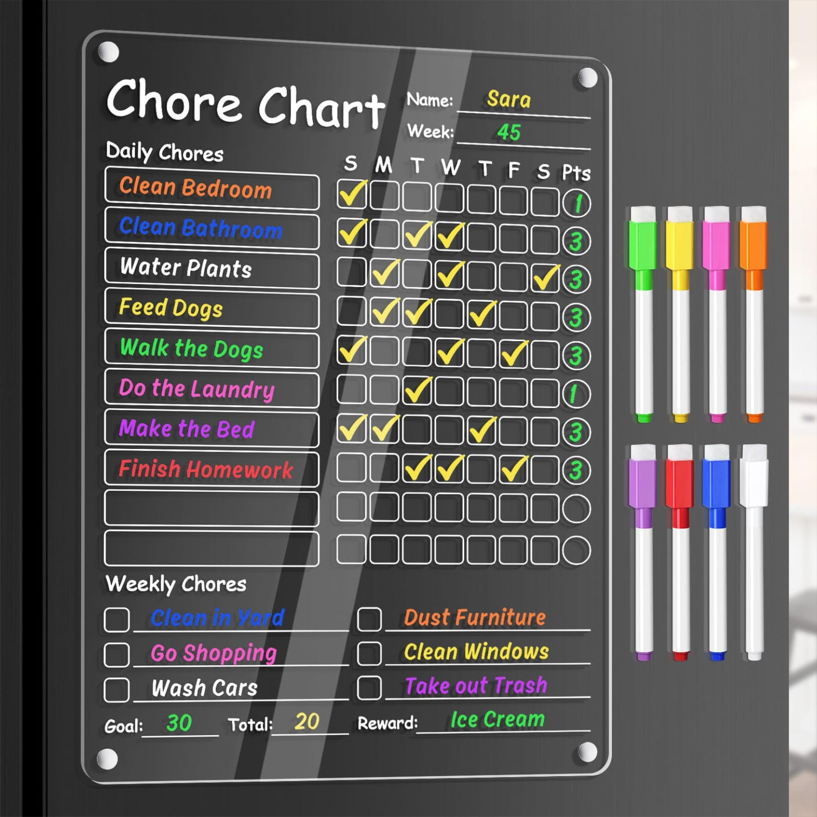 Magnetic Chore Chart - Chore Chart for Kids Multiple Kids - Chore Chart ...