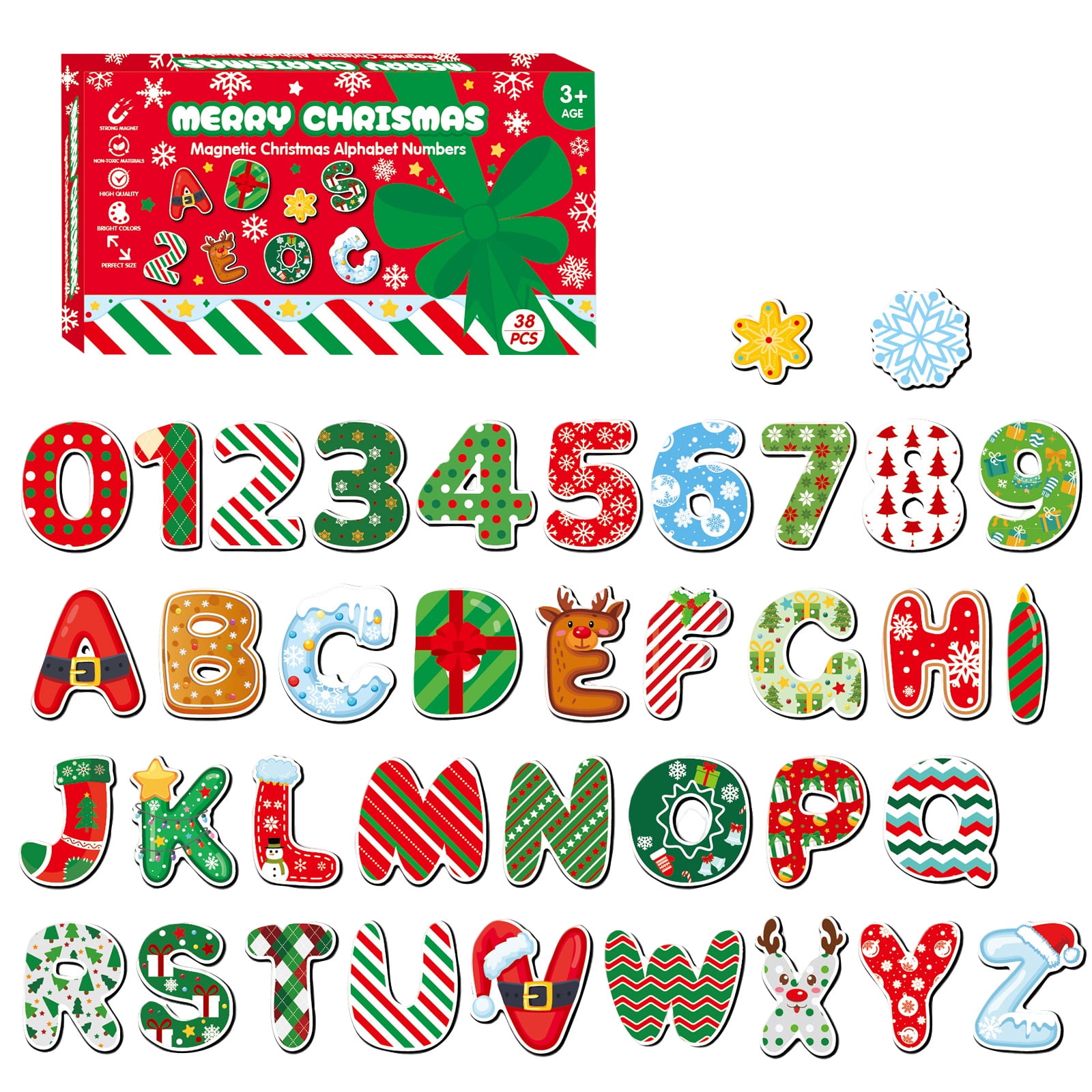 Magnetic Christmas Alphabet and Number Set for Kids Large Size ...