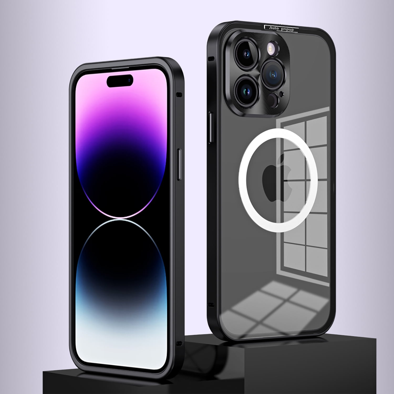 Magnetic Clear Case for iPhone 12, Magnetic Ring & Automatic Pop-up ...