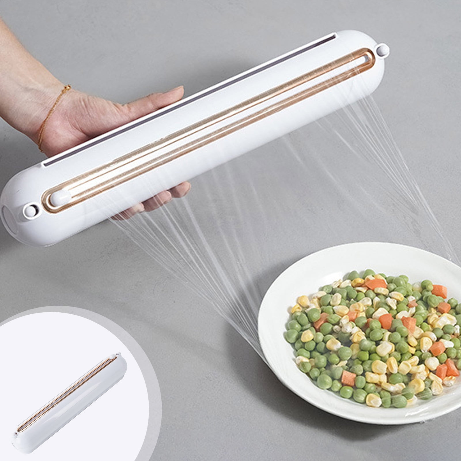 Magnetic Cling Film Dispenser with Sliding Cutter, Removable Food Wrap ...