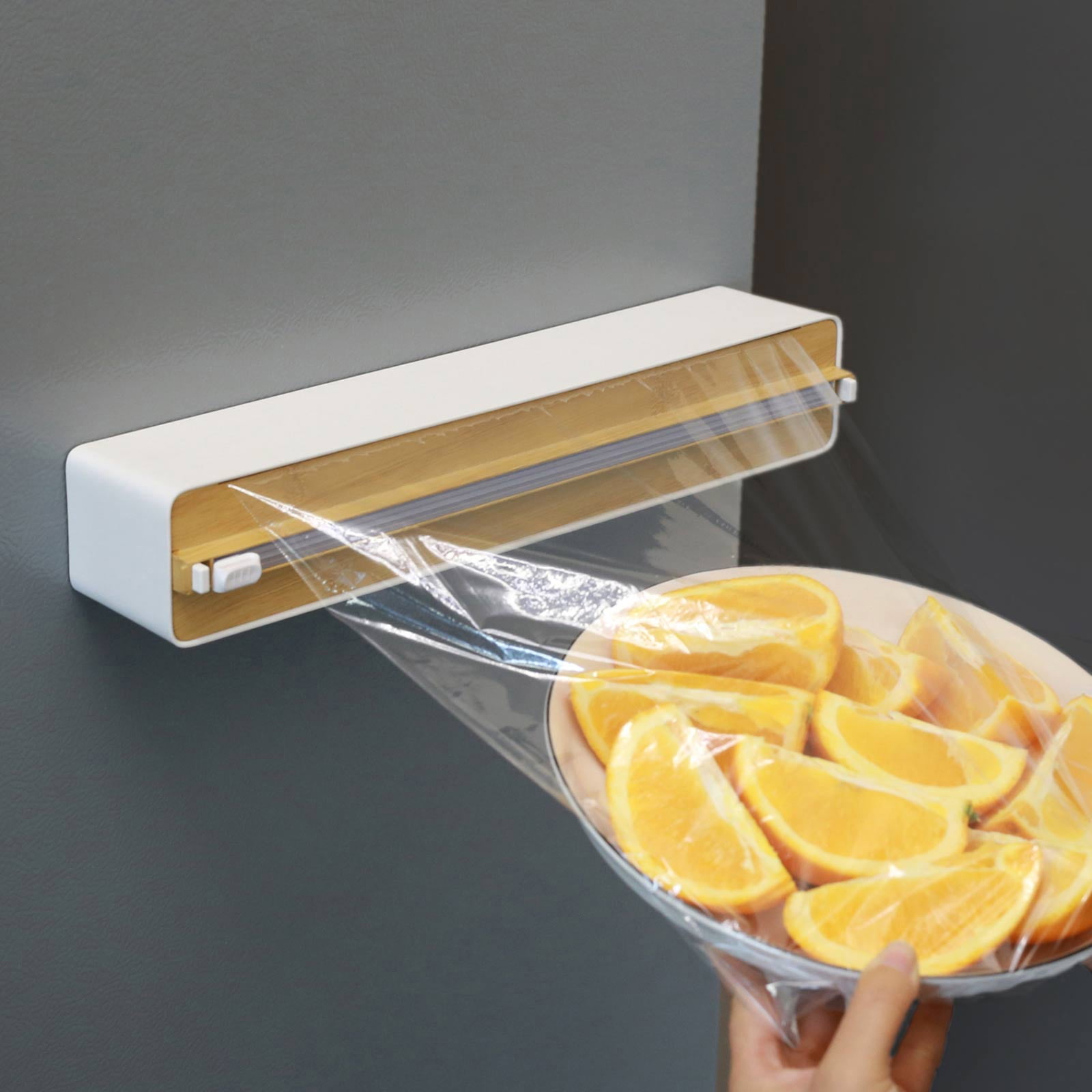 Magnetic Cling Film Dispenser With Slide Cutter Reusable Wall-mounted ...
