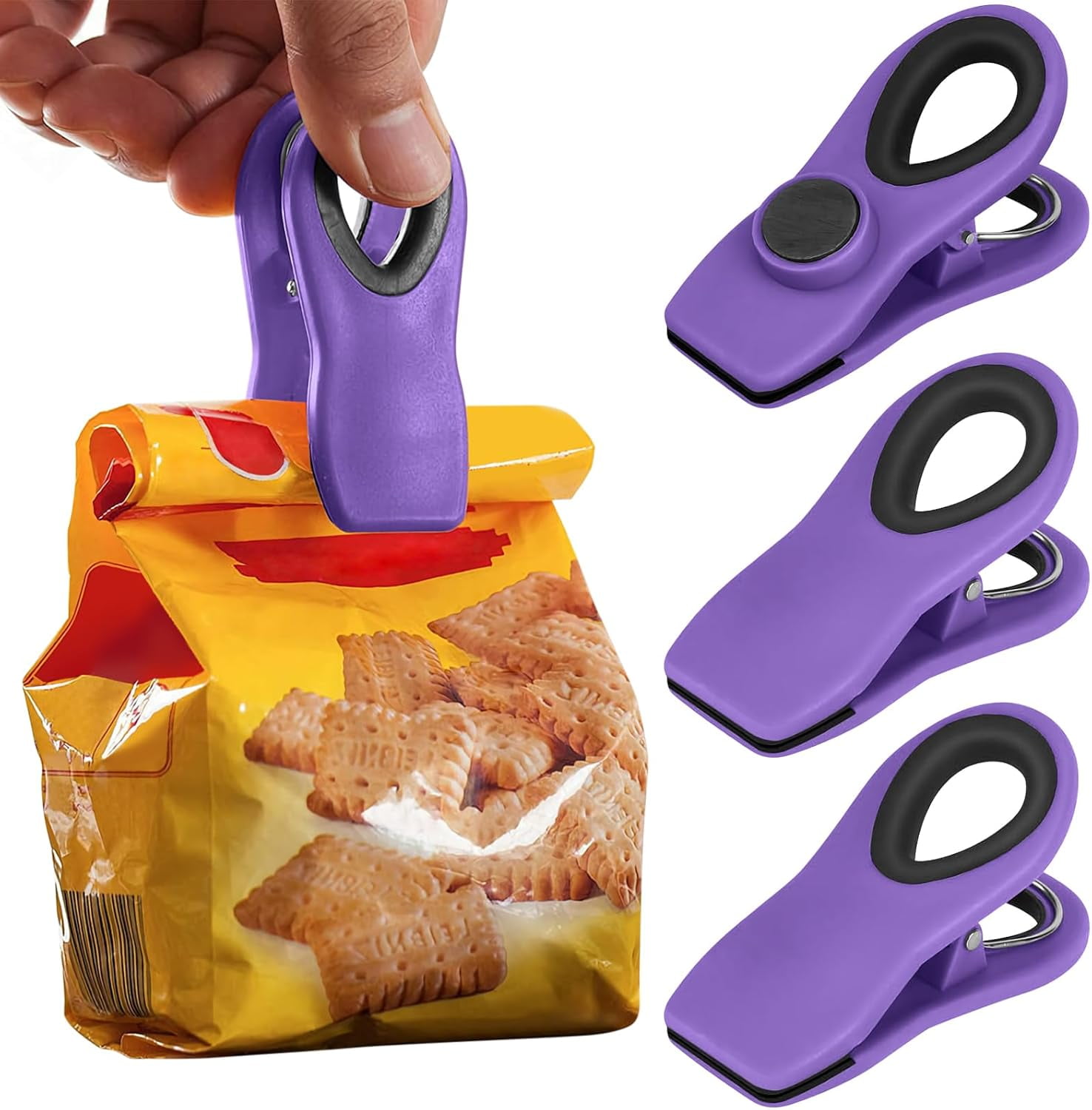 Magnetic Clips for Refrigerator - Heavy Duty Food Saver Clips, Airtight ...