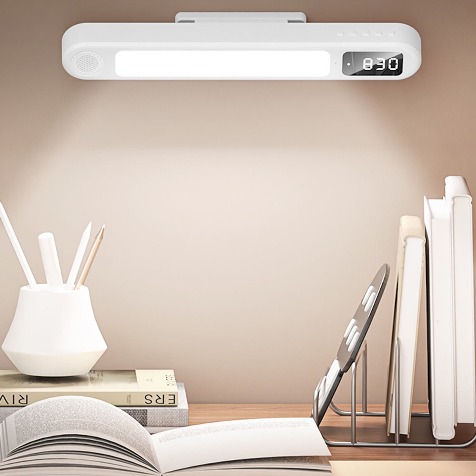 Magnetic Clock Desk Lamp, 3 Color Temperatures, Built-in Alarm ...
