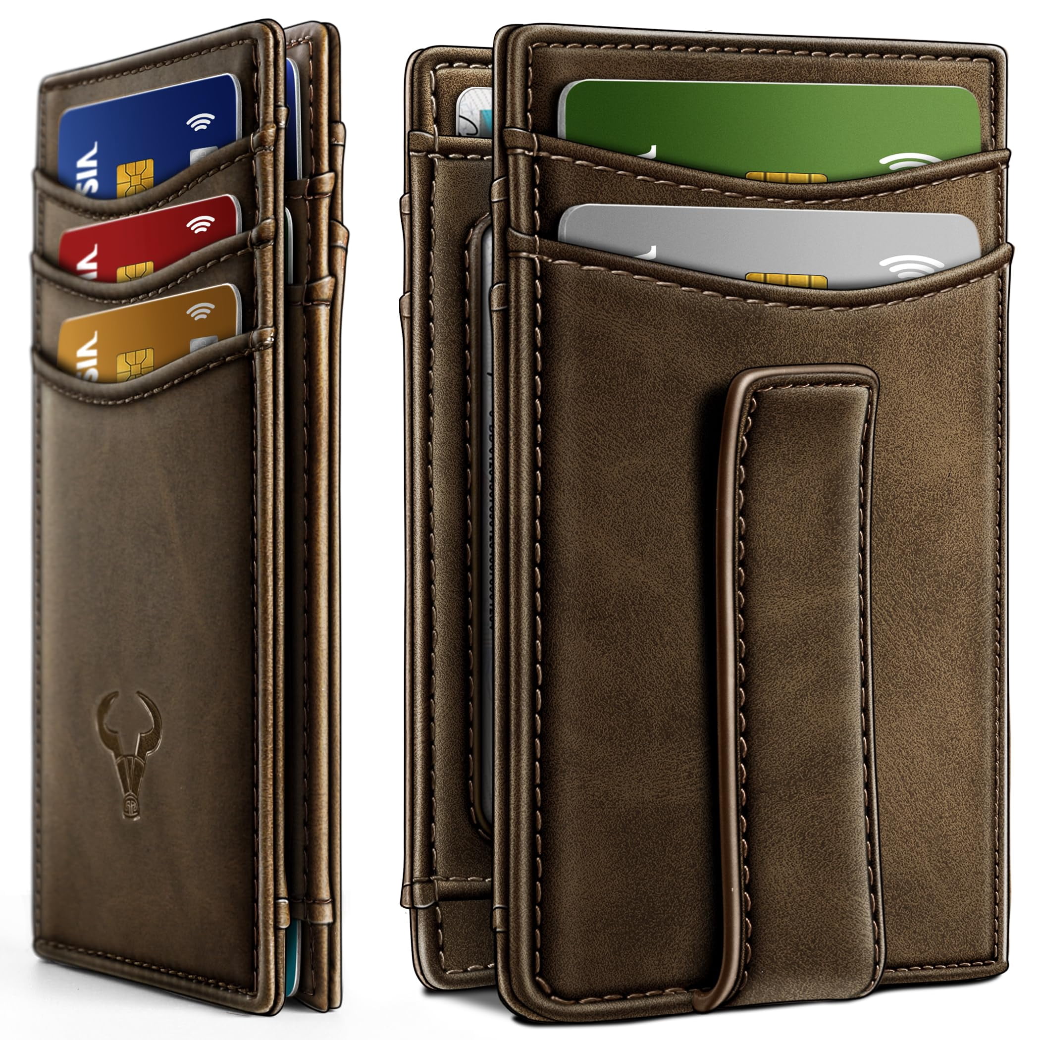 Magnetic Closure Slim Wallet-genuine Leather Front Pocket Wallet For ...