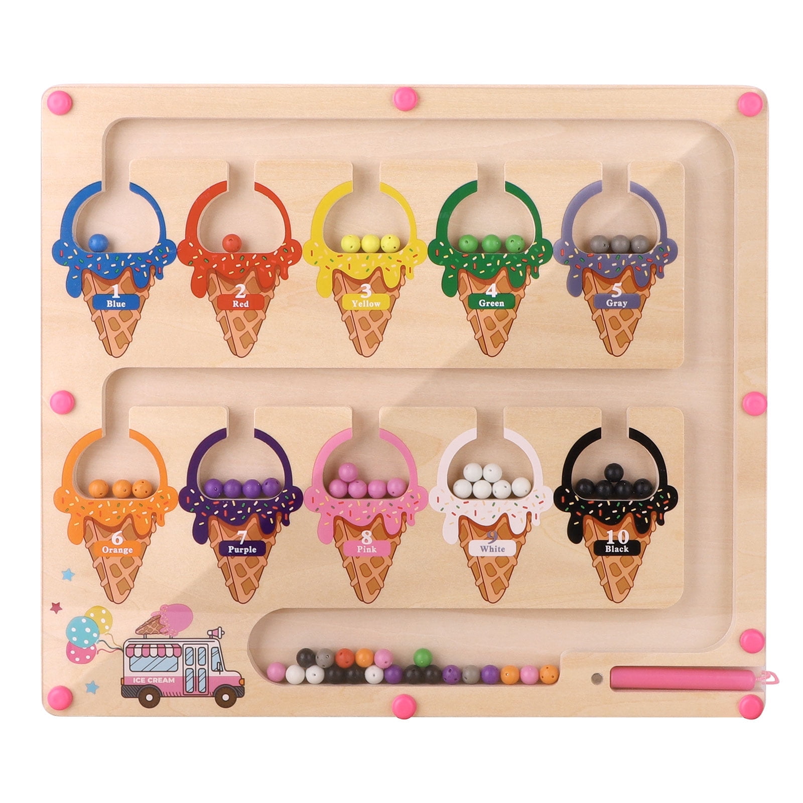 Magnetic Color and Number Maze,Montessori Toy for 2-5 Years Old Girls ...