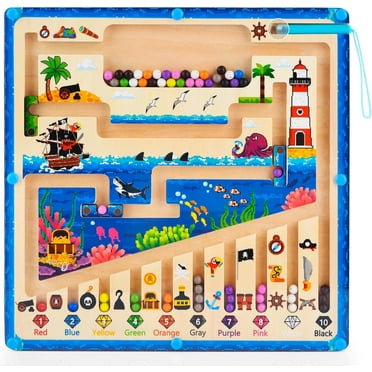 Wooden Activity Play Cube 6 in-1 for Baby with Removable Bead Maze, S ...