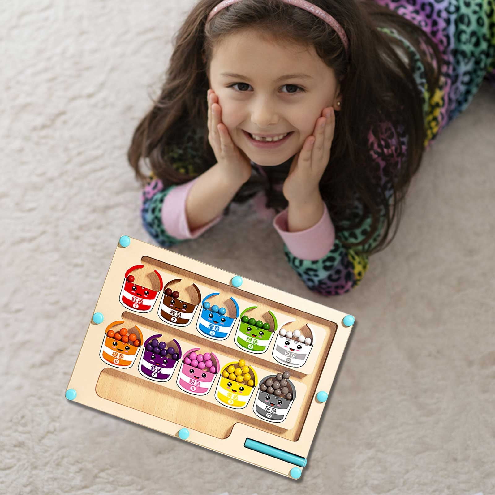 Magnetic Color and Number Maze Puzzle Board | Wooden Learning Toy for ...