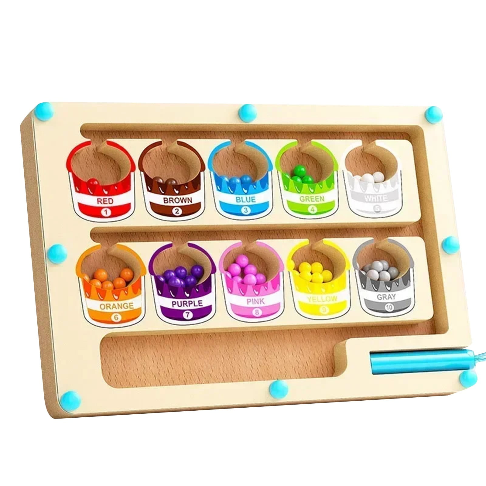 Magnetic Color Sorting Games Maze Board Pen Moving Bead Games Wooden ...