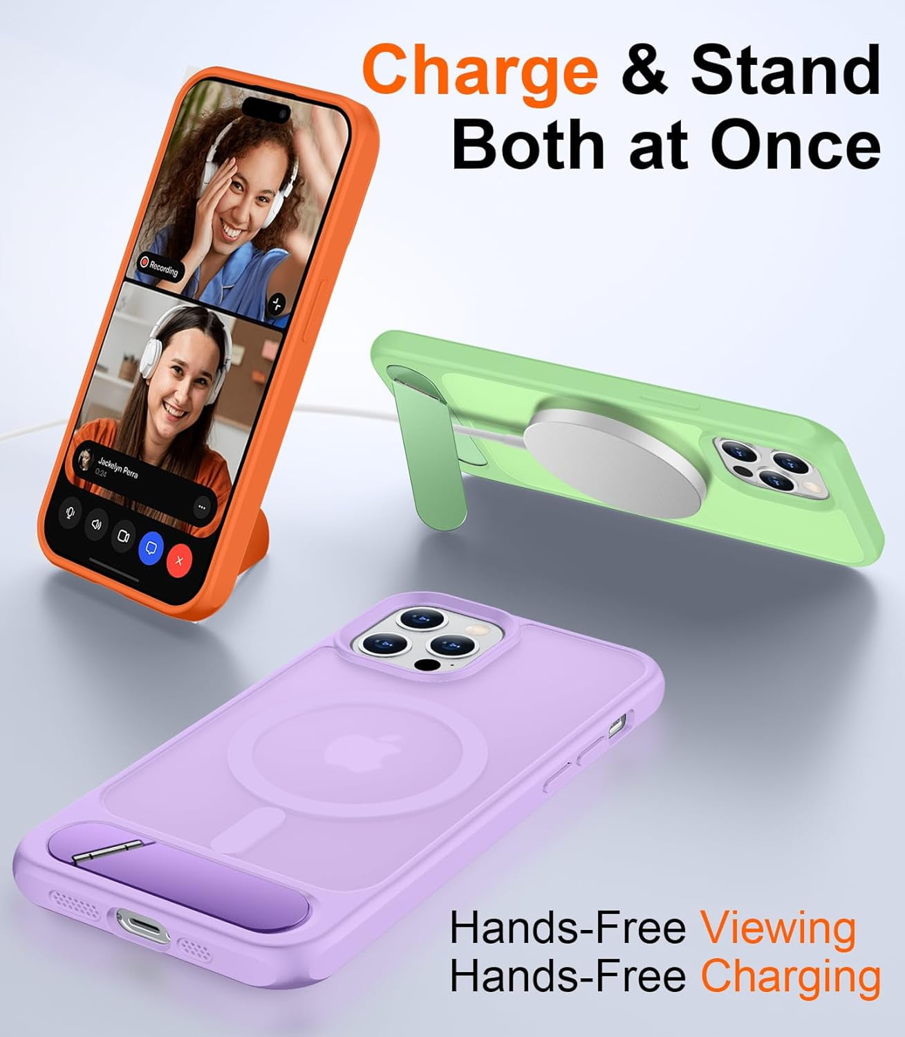 Magnetic Compatible with iPhone 12 Pro Max Case, [Built-in Invisible Kickstand][Compatible with ...