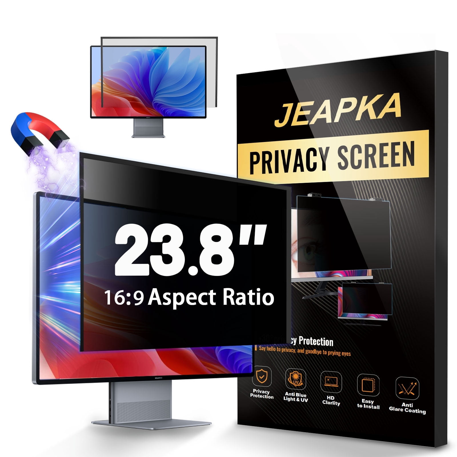 Magnetic Computer Privacy Screen 23.8 inch, Removable Privacy Screen ...
